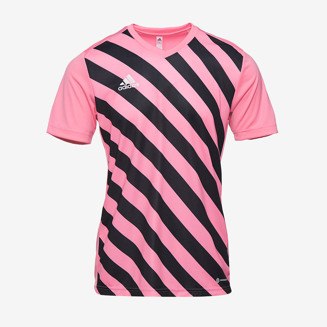 adidas Entrada 22 GFX SS Shirt - Semi Pink Glow/Black - Mens Football ...