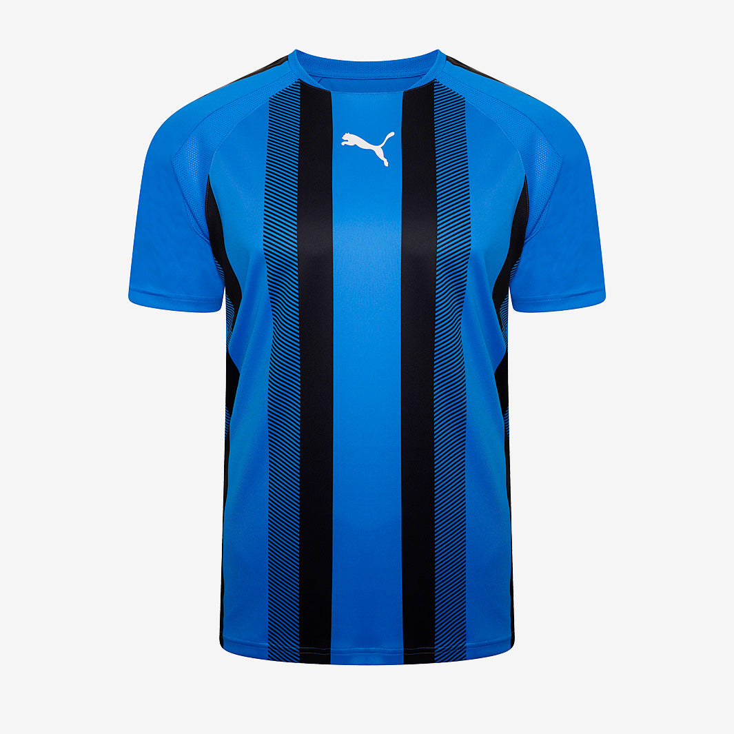 Puma Junior Team Liga Striped SS Shirt - Electric Blue/Black - Junior ...